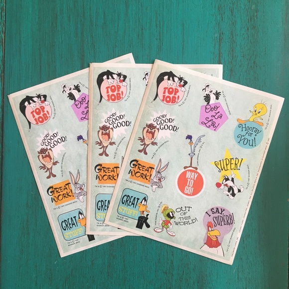 Warner Bros. | Office | Vintage 9s Warner Brothers Sticker Sheets ...